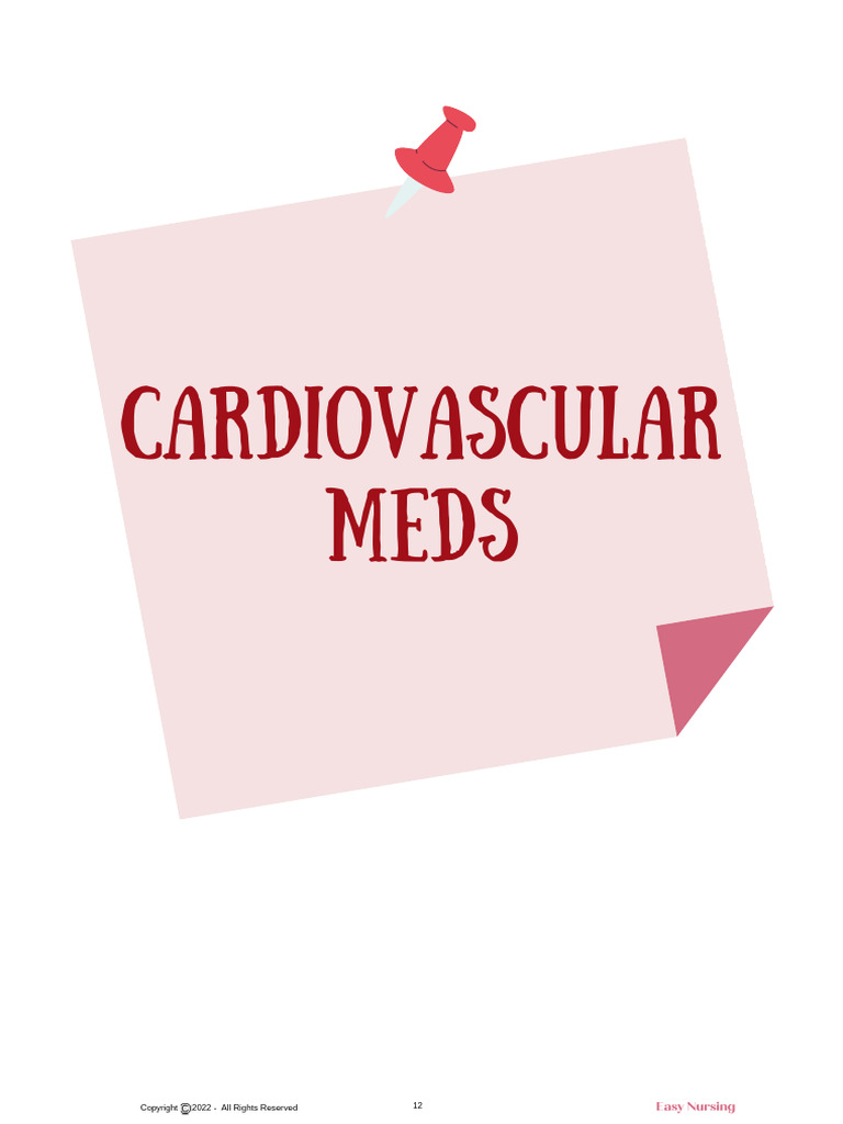 Pharmacology Cardiovascular Meds | PDF