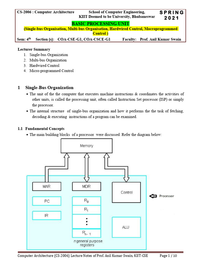 BASIC PROCESSING UNIT-SINGLE BUS _ THREE-BUS | PDF