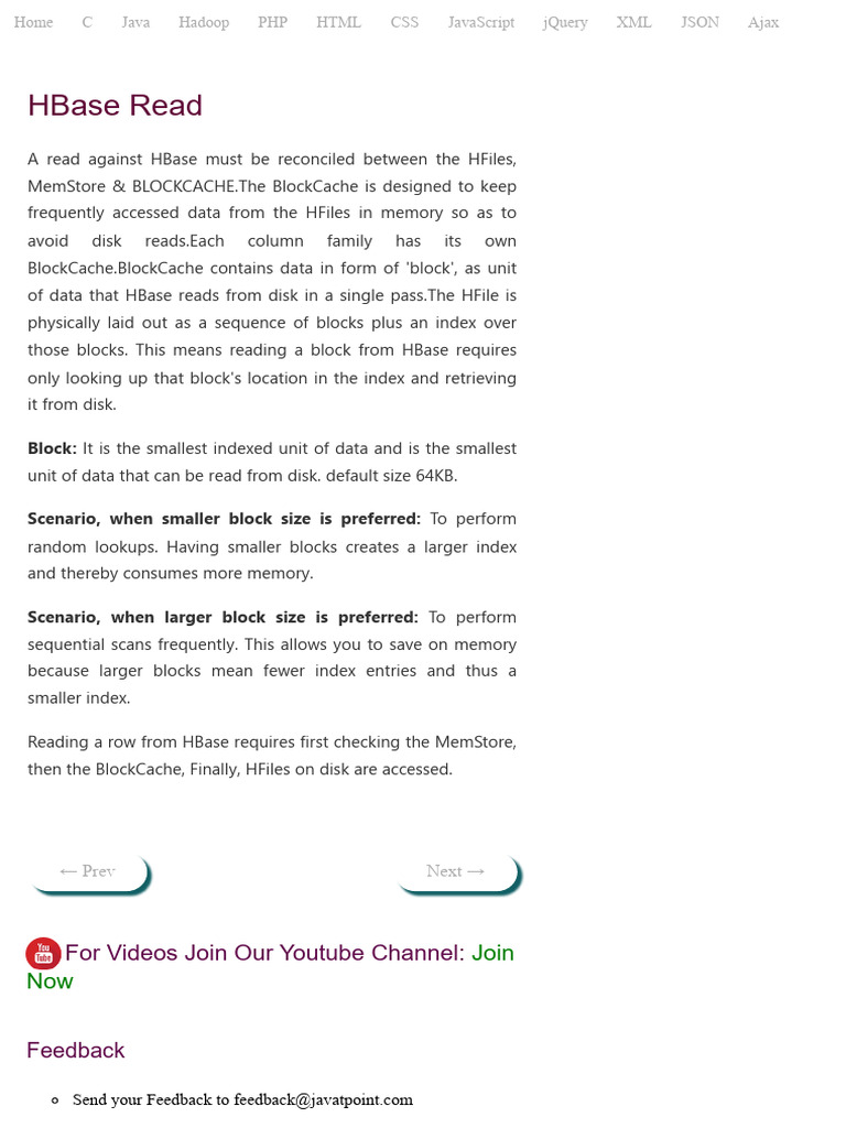 HBase Read - Javatpoint | PDF