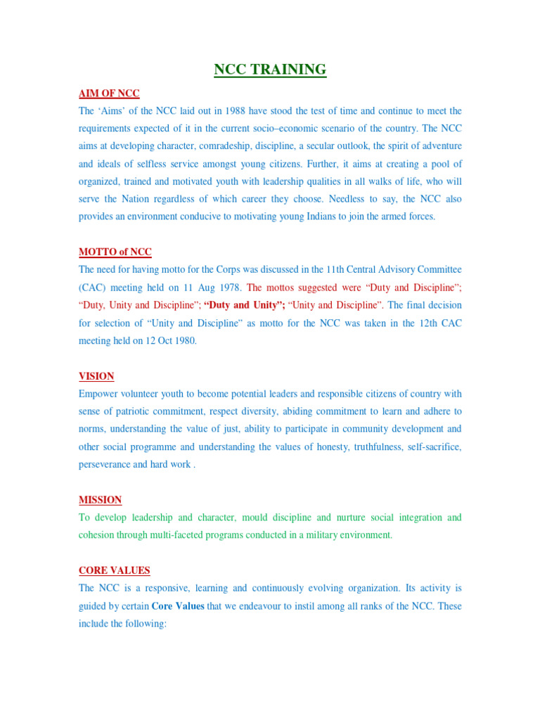 NCC Training | PDF