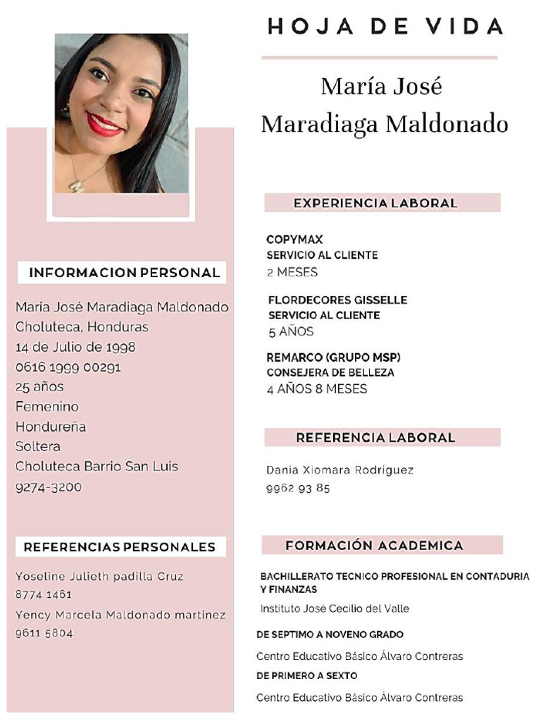 Curriculum Maria Jose Maradiaga Maldonado | PDF