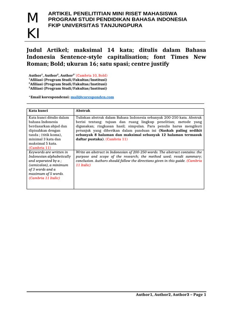Template Artikel Mini Riset | PDF