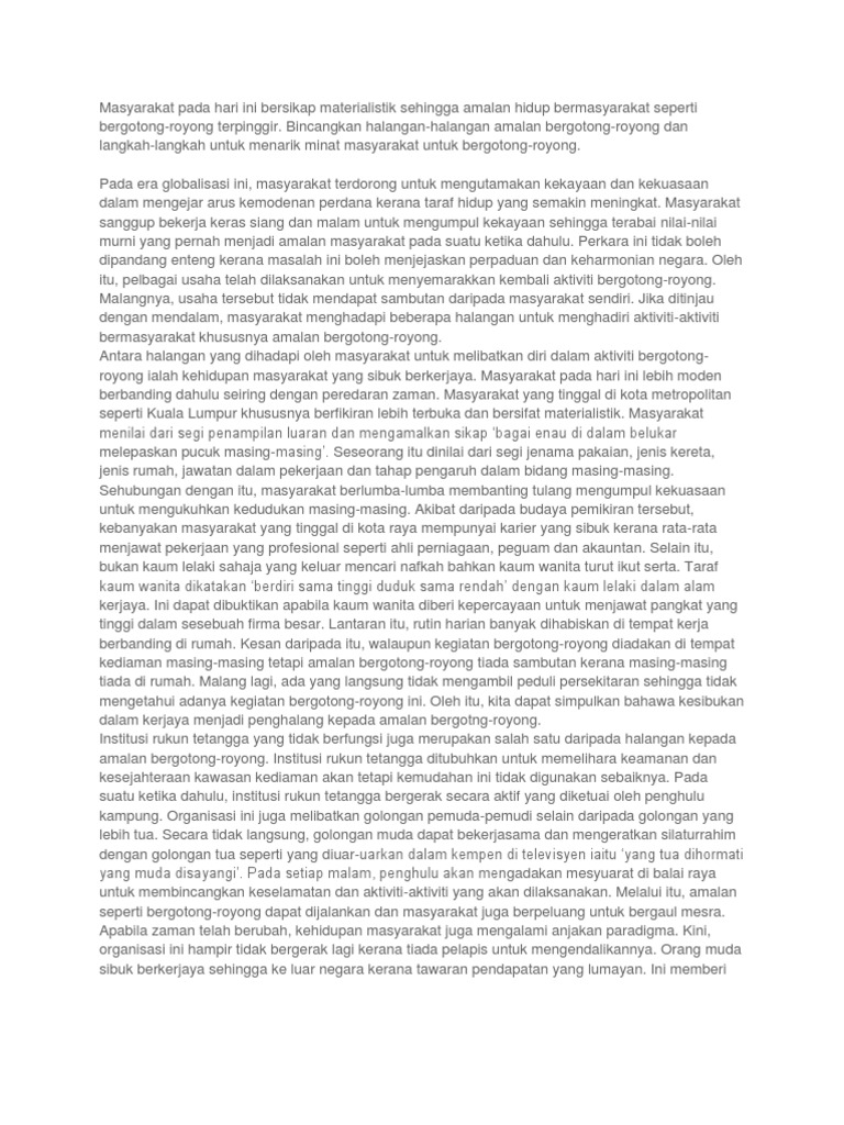 Masyarakat Pada Hari Ini Bersikap Materialistik Sehingga Amalan Hidup ...
