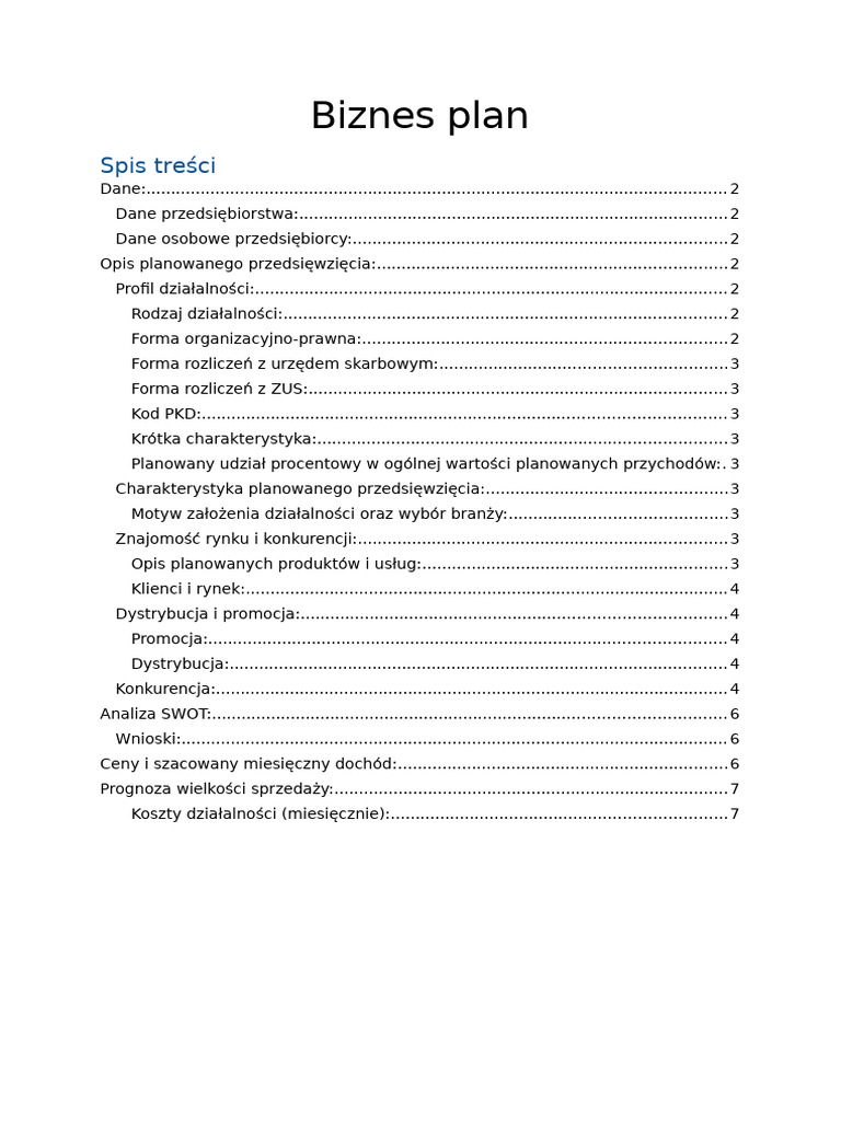 Biznes Plan | PDF