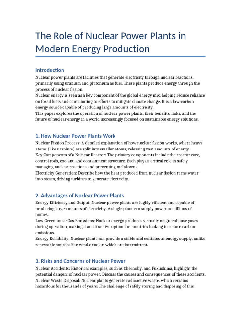 Nuclear Power Plants Research Paper | PDF