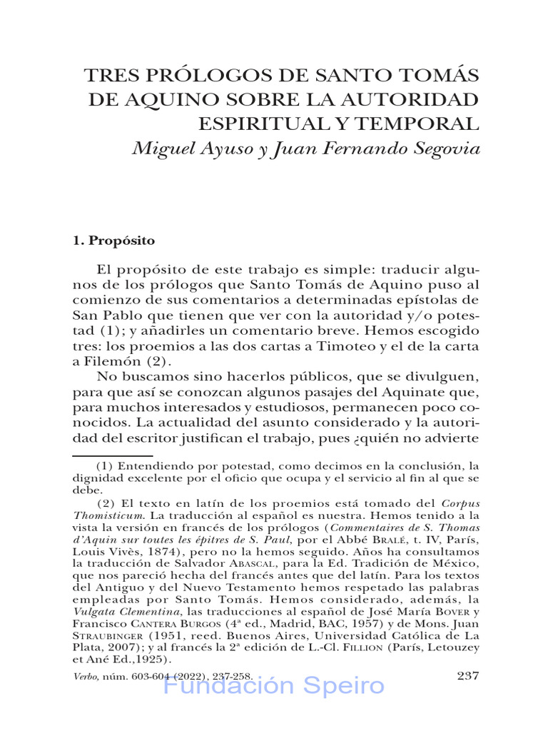 5552 - Tres Prologos de Santo Tomas de Aquino Sobre La Autoridad ...