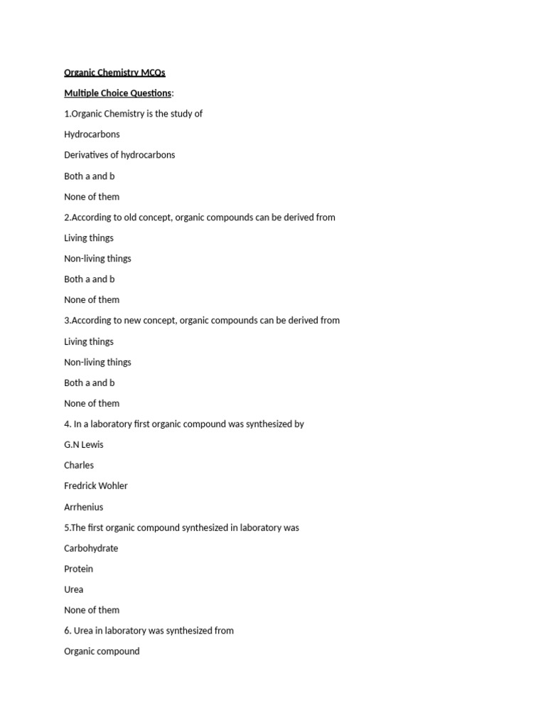 Organic Chemistry MCQS | PDF