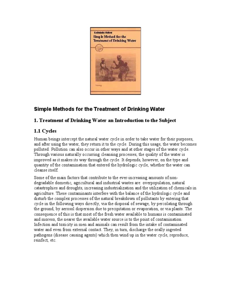 Simple Methods For The Treatment of Drinking Water | PDF | Sewage ...