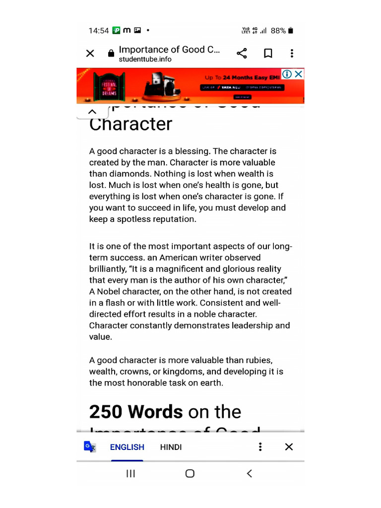 Importance of Good Character | PDF