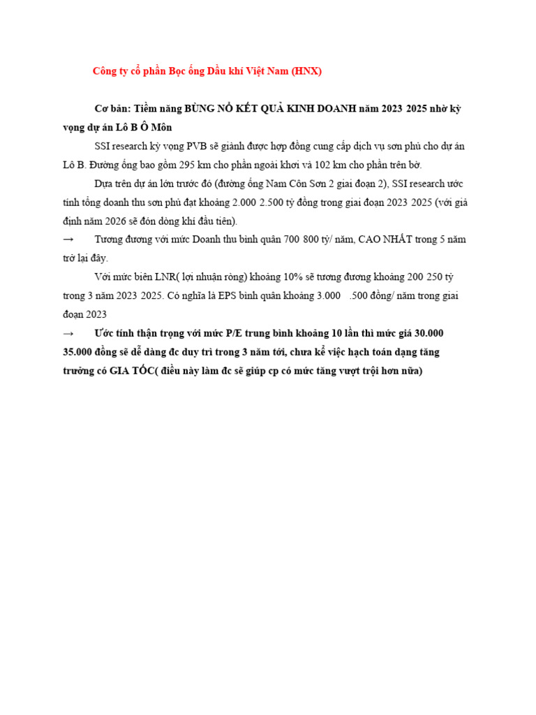 PVB - kỳ vọng BÙNG NỔ từ 2023-2025 | PDF