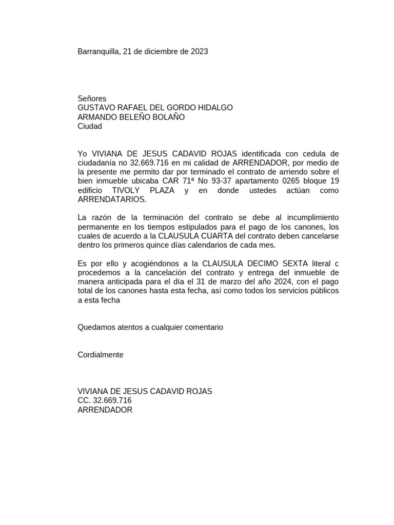 Carta Solicitando Apartamento | PDF