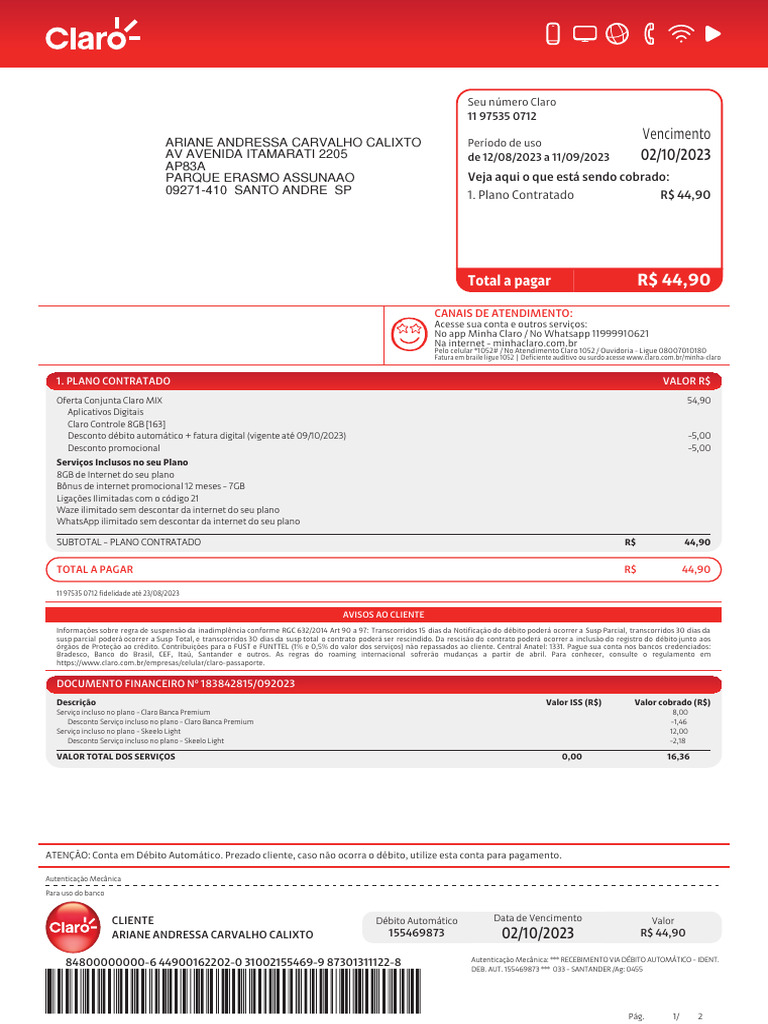 Ariane - Comprovante | PDF