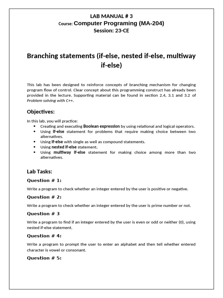 Lab 3 C++ If Else | PDF