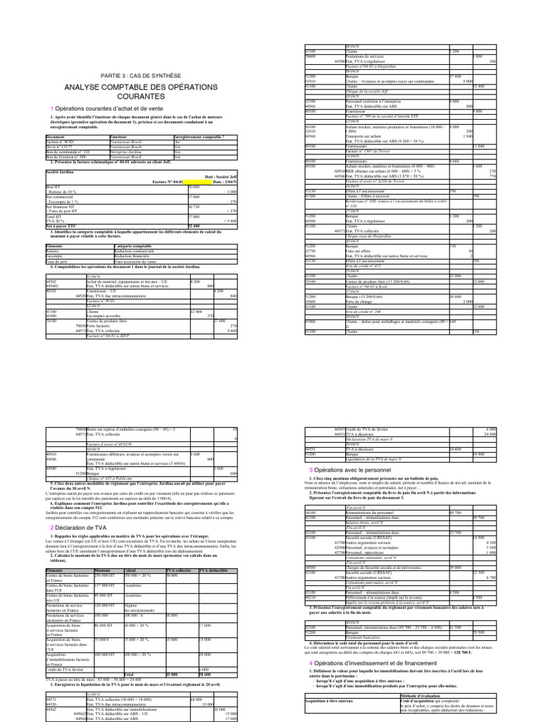 Correc Compta Exo Synthèse de La Partie 3 | PDF