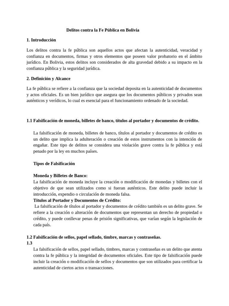 Informe Delitos Contra La Fe Publica | PDF