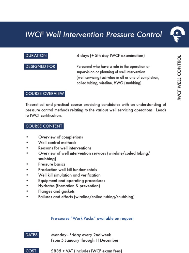 IWCF Well Intervention Pressure Control: Duration Designed For | PDF ...