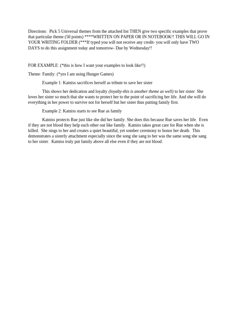 Universal Themes Assignment Guide | PDF