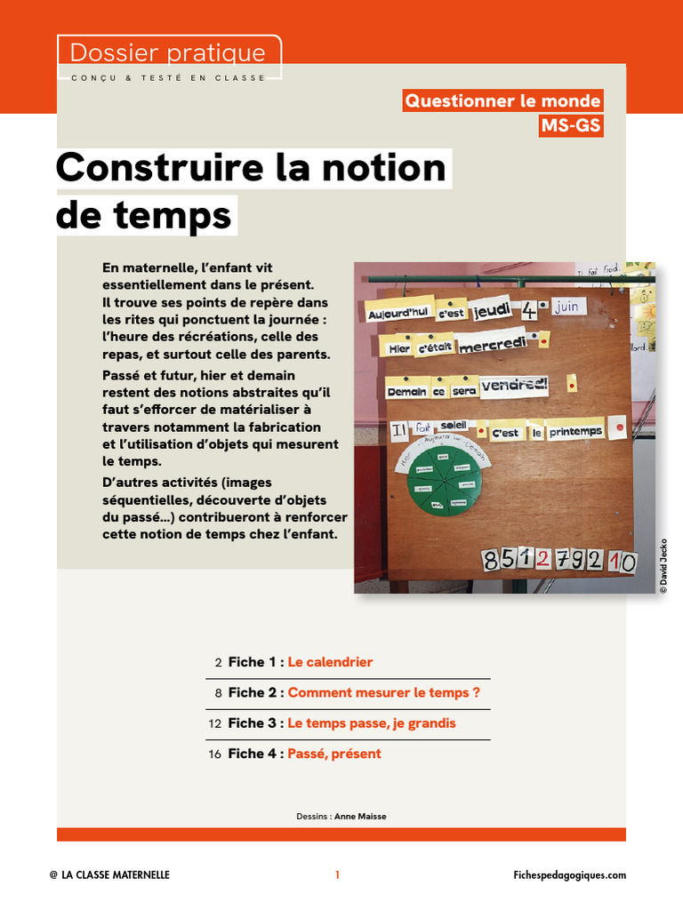 Fiche Pédagogique - Construire La Notion de Temps | PDF