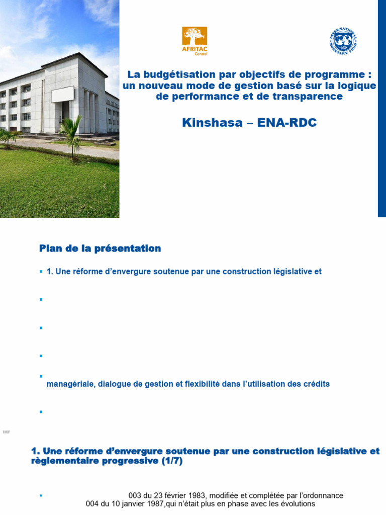 AFC _ La budgetisation par objectifs de programme_Intervention ENA_RDC_Juin 2024 | PDF