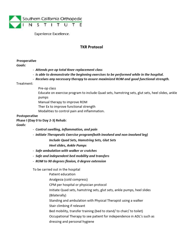 TKR Protocol | PDF
