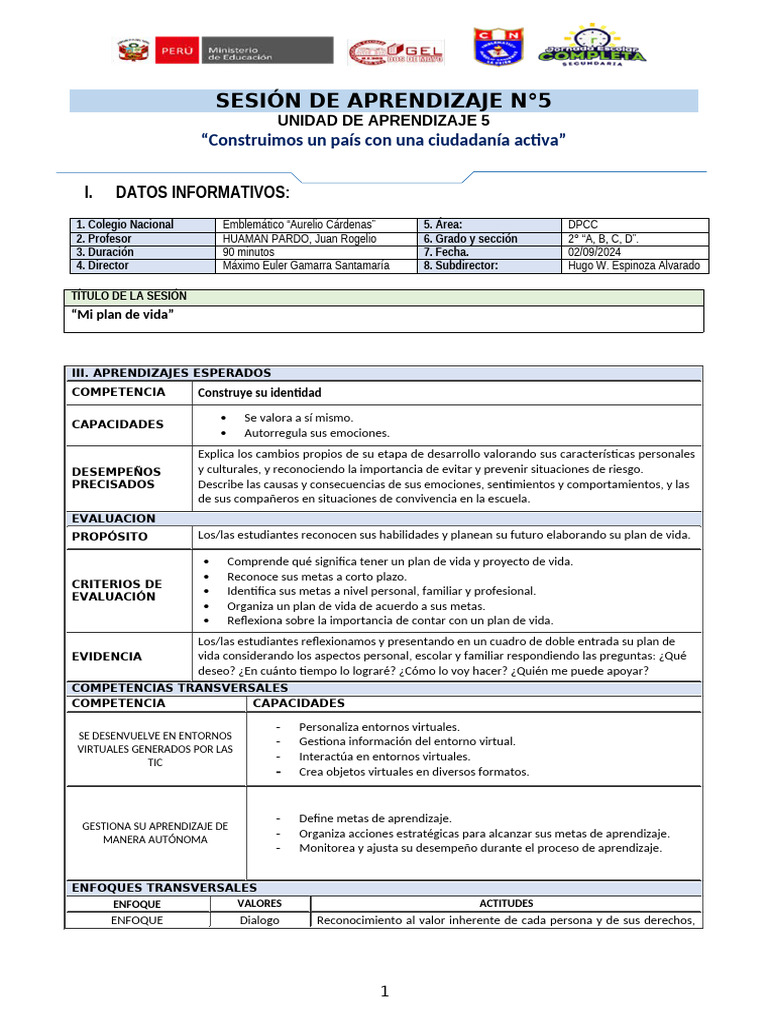 Jrhp-2º Sesion Act 5 Uni.5 - DPCC 2024 | PDF