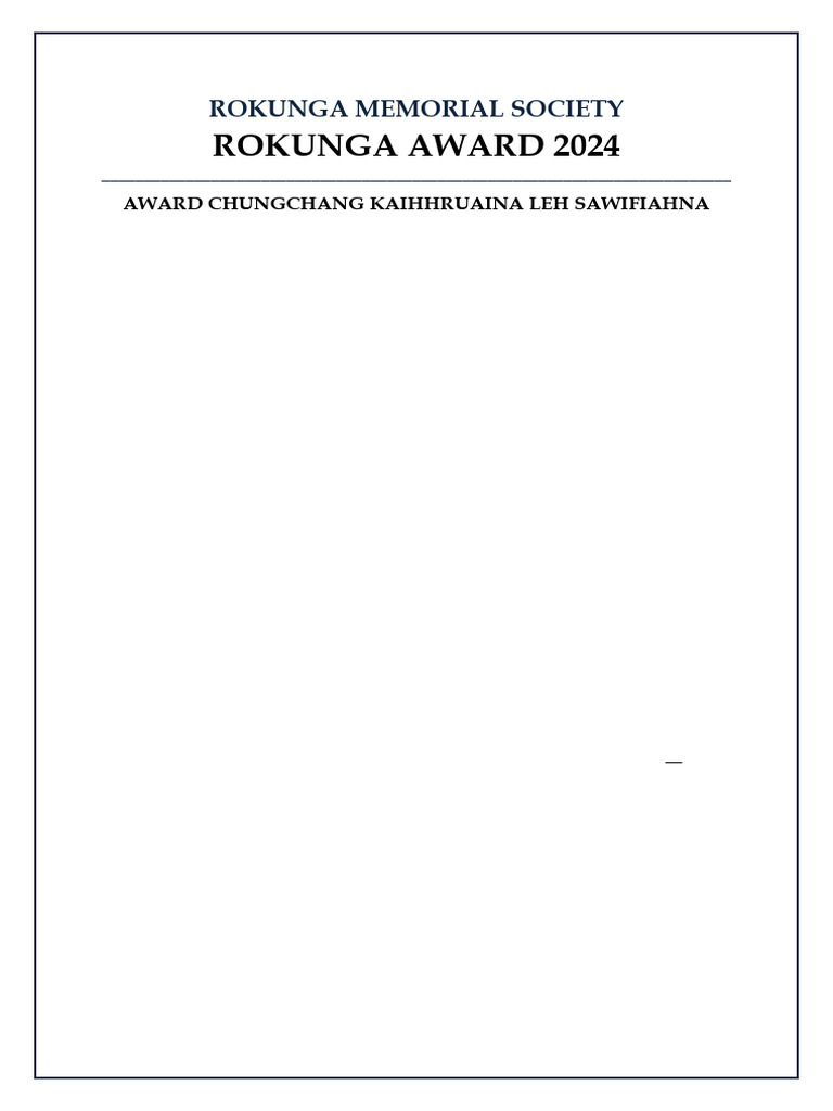 Rokunga Award - 2024 | PDF
