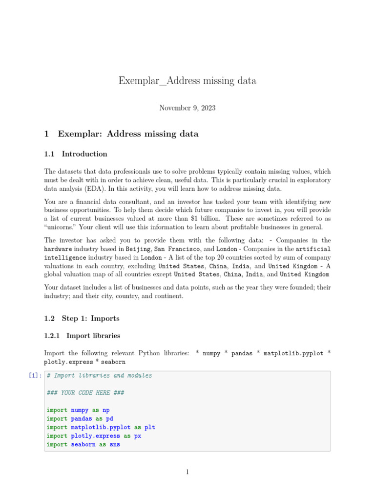 Exemplar - Address Missing Data | PDF