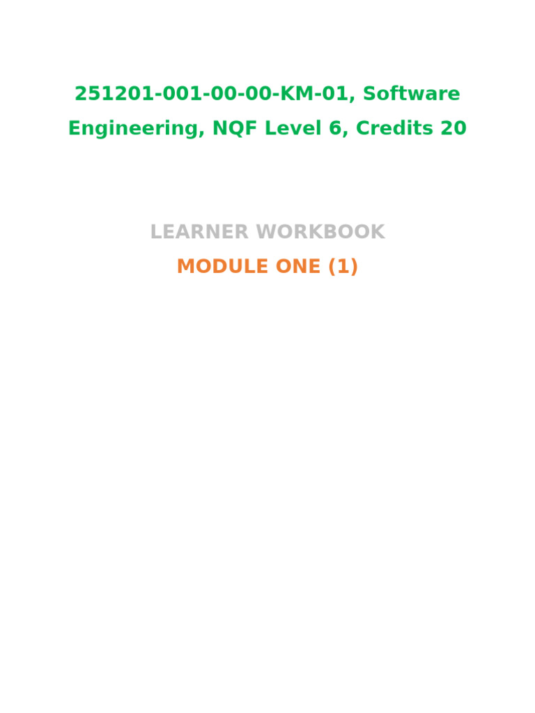 KM-01 - Software Engineering - Learner Workbook | PDF