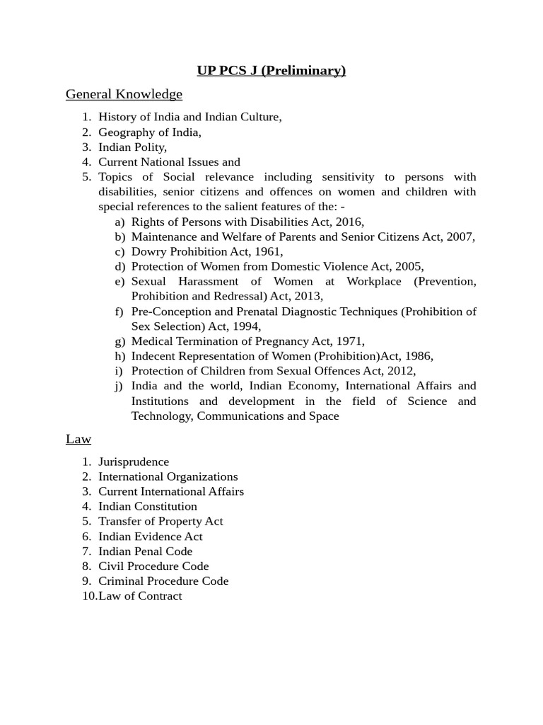 UP PCS Syllabus | PDF