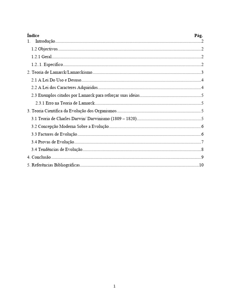 Teoria de Lamarck e Teoria de Charles Darwin | PDF