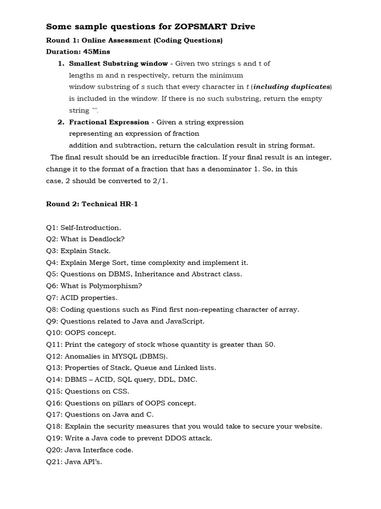 Sample ZOPSMART Practice Qs. | PDF