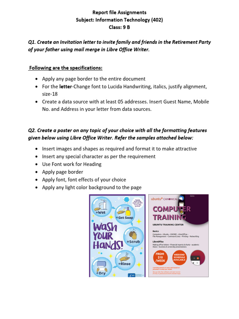 IT Holiday Homework Class 9B | PDF