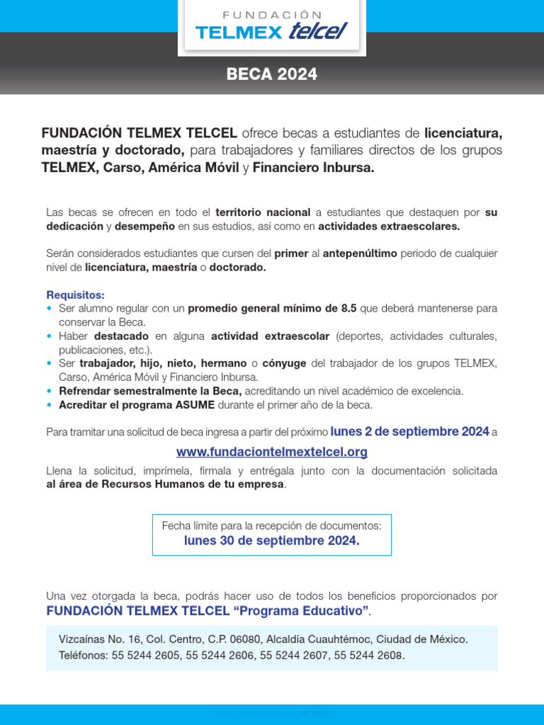 Beca Fundacion TELMEX Telcel 2024 - Mail v01 | PDF
