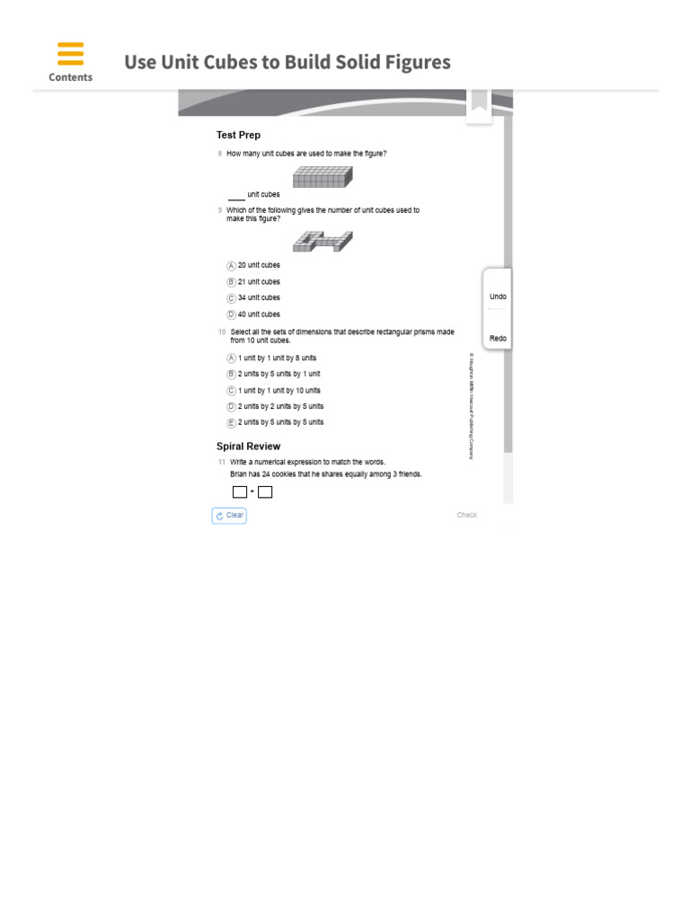 Use 5th Unit Cubes To Build Solid Figures 8-11 | PDF