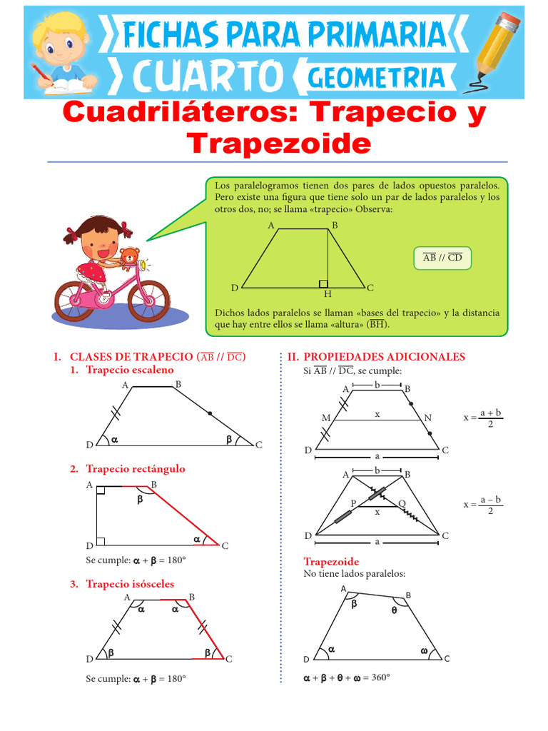El Trapecio y Trapezoide para Cuarto de Primaria | PDF | Geometría Elemental | Geometría euclidiana
