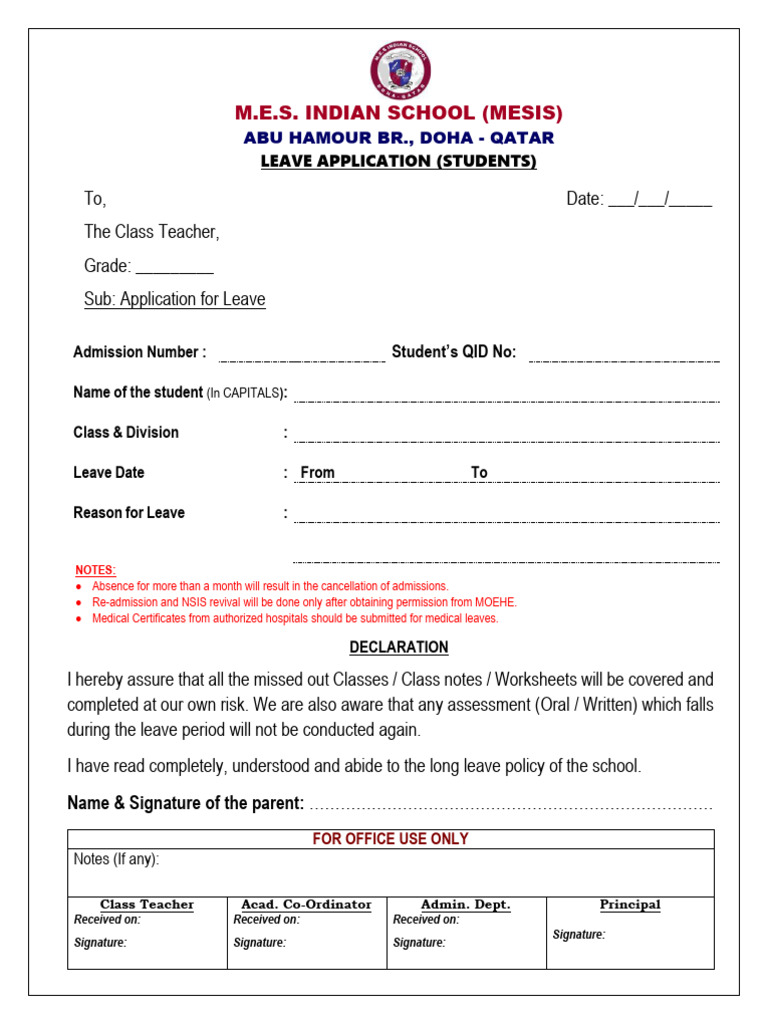 M.E.S. Indian School (Mesis) : Abu Hamour BR., Doha - Qatar | PDF