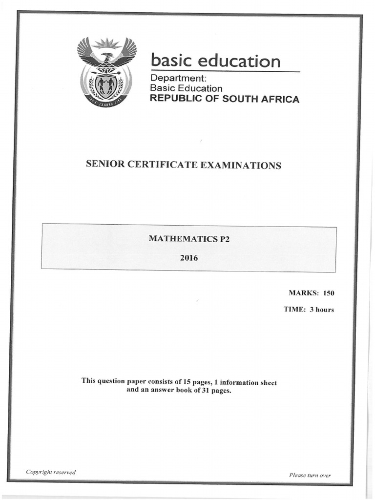 Mathematics P2 May-June 2016 Eng | PDF