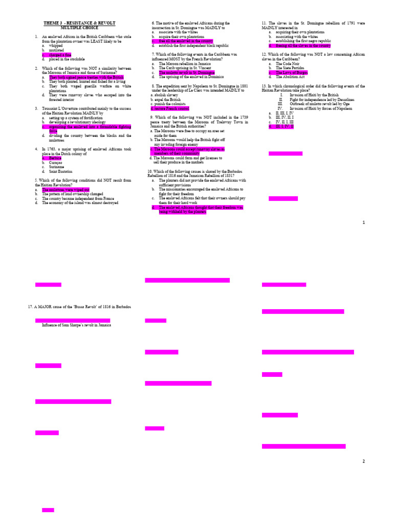 Hist MCQ Theme 3 | PDF