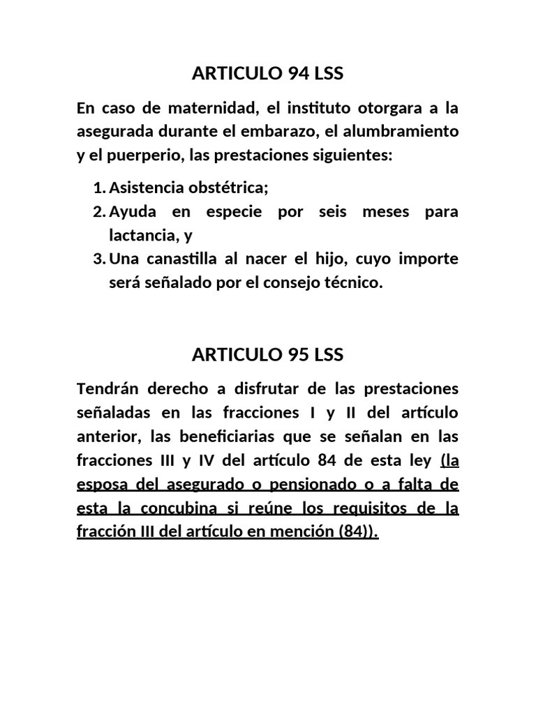 Articulo 94 y 95 Lss | PDF