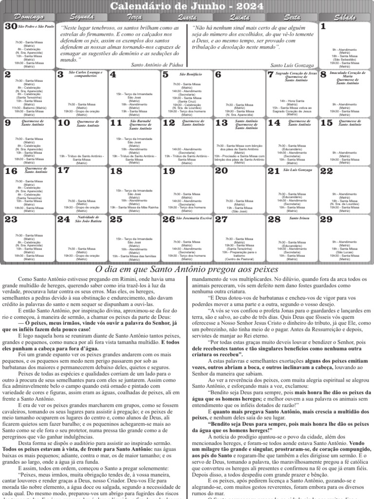 Rosario - Calendário Junho 2024 | PDF