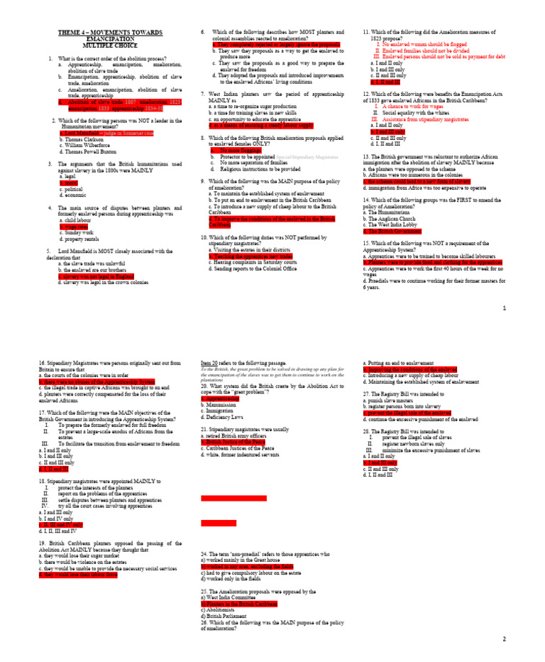 Hist MCQ Theme 4 | PDF