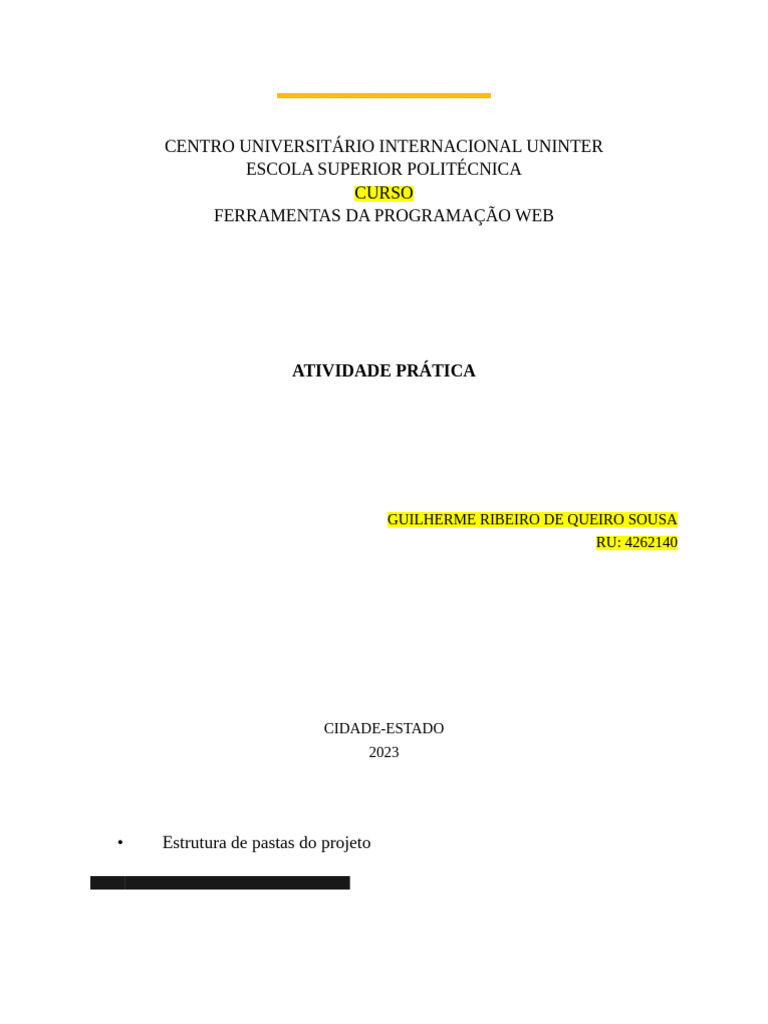 Trabalho Uninter | PDF