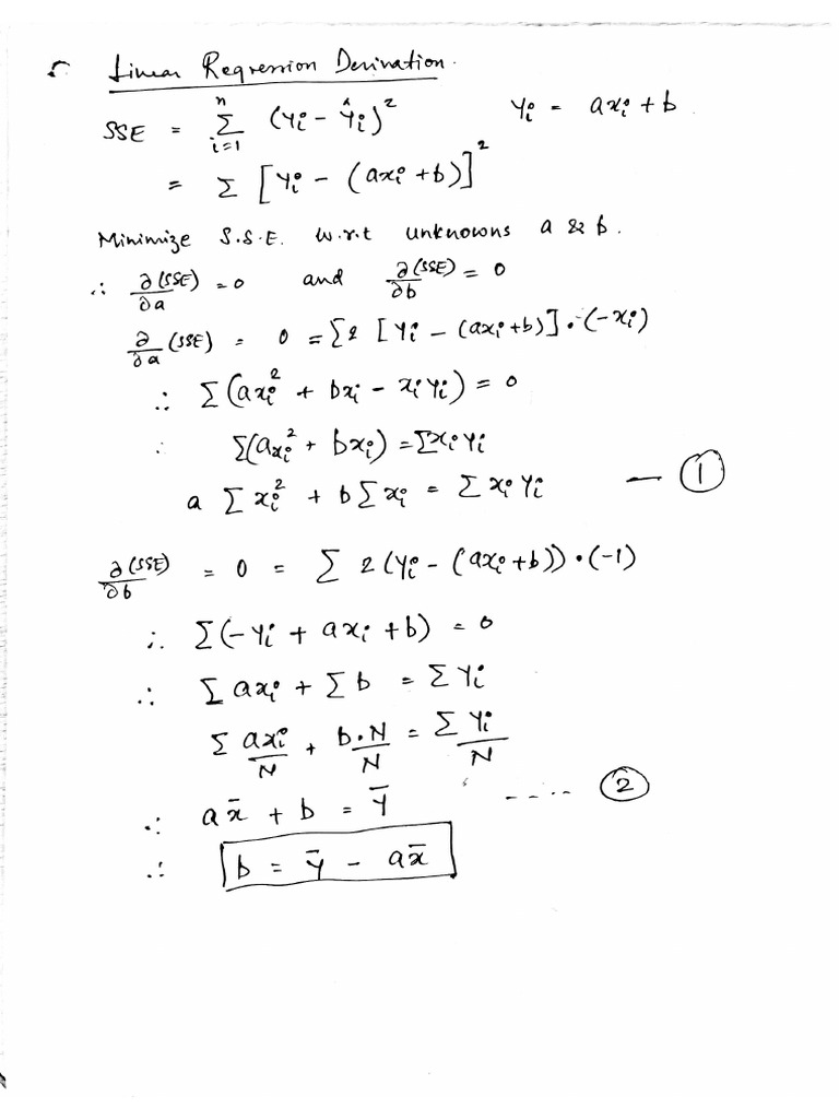 Simple Linear Regression Derivation | PDF