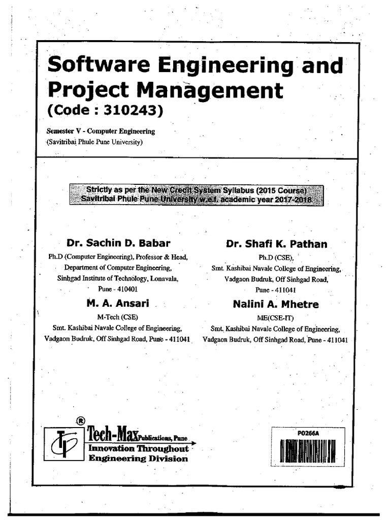 (SEPM) Software Engineering and Project Management Text Book | PDF