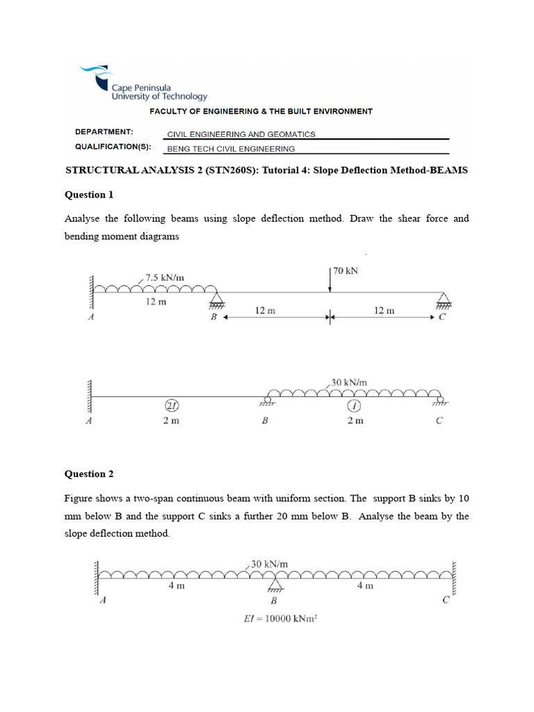 Tutorial 4. Slope Deflection Method Beams | PDF
