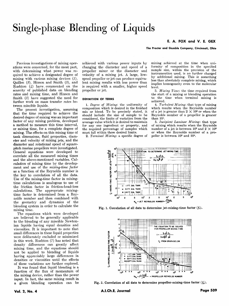 Fox (1956) Single-Phase Blending of Liquids | PDF