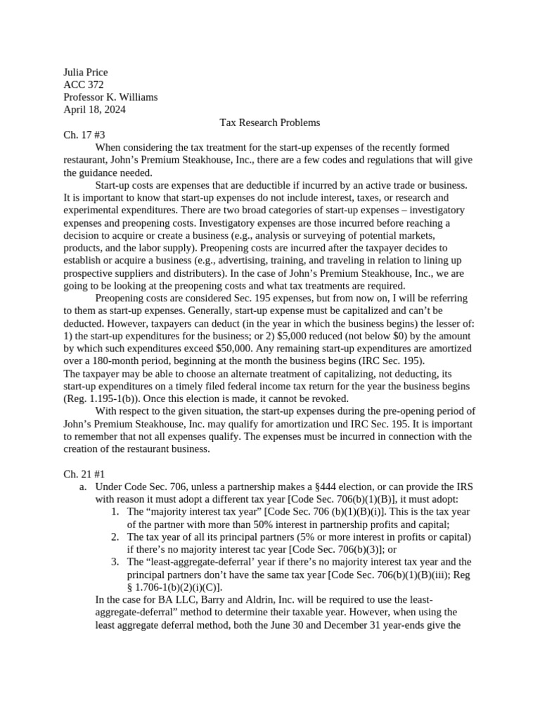 Tax Research Problems | PDF