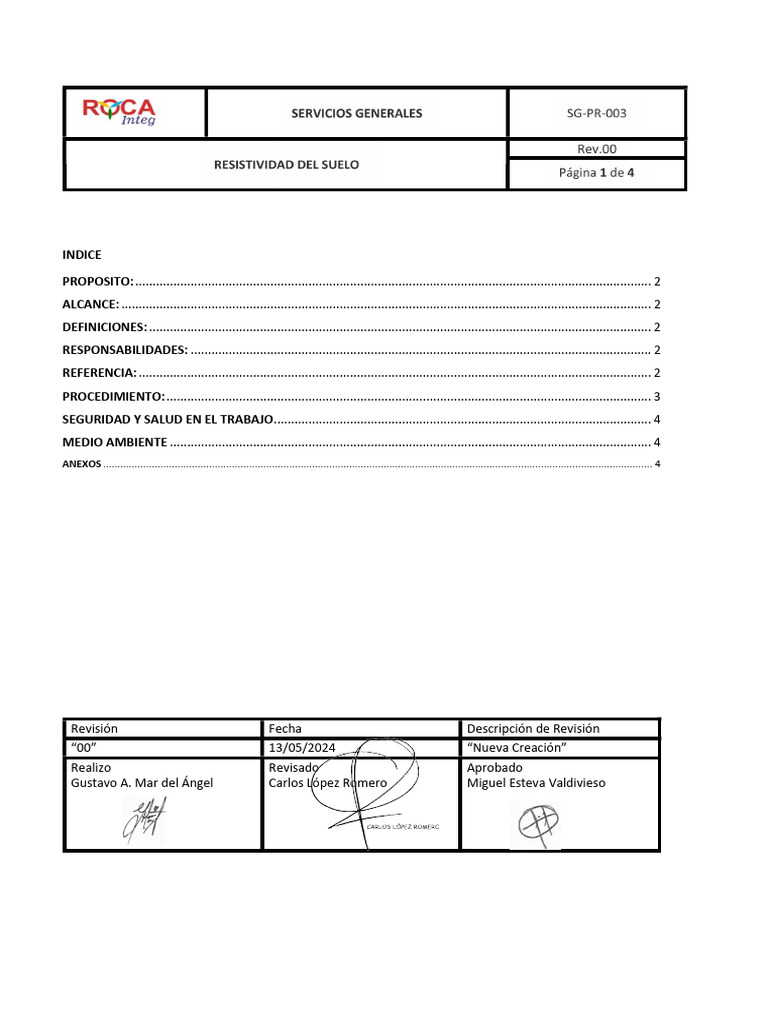 SG-PR-003 Rev.00 Resistividad de Suelo | PDF