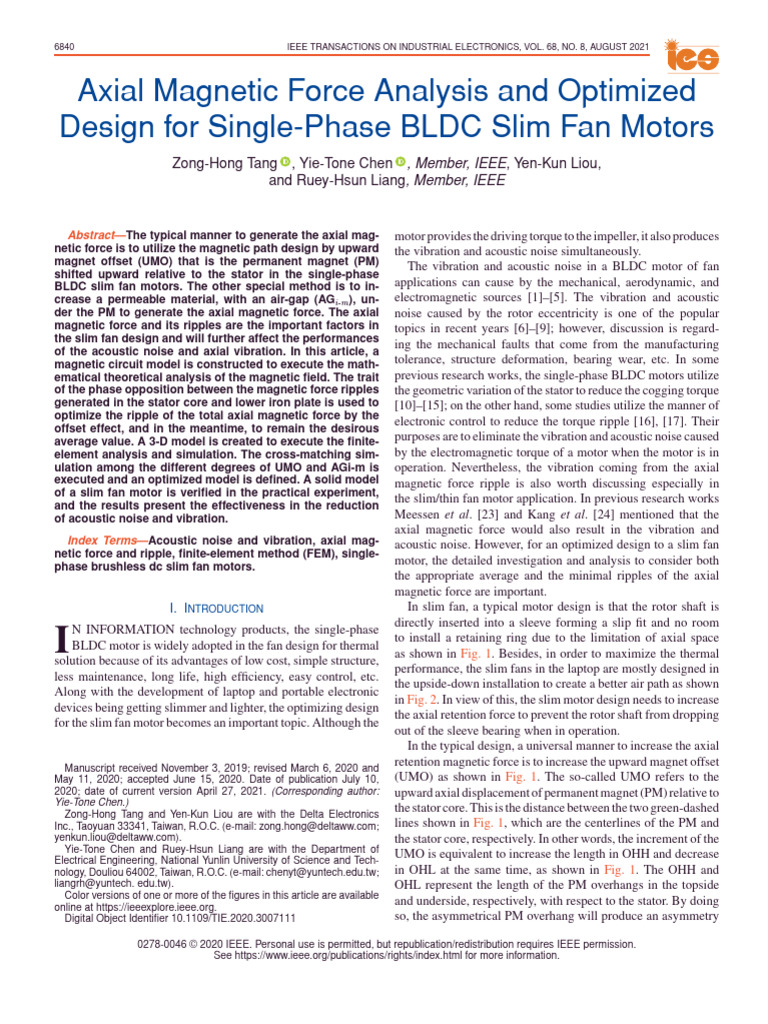 Axial Magnetic Force Analysis and Optimized Design For Single-Phase ...