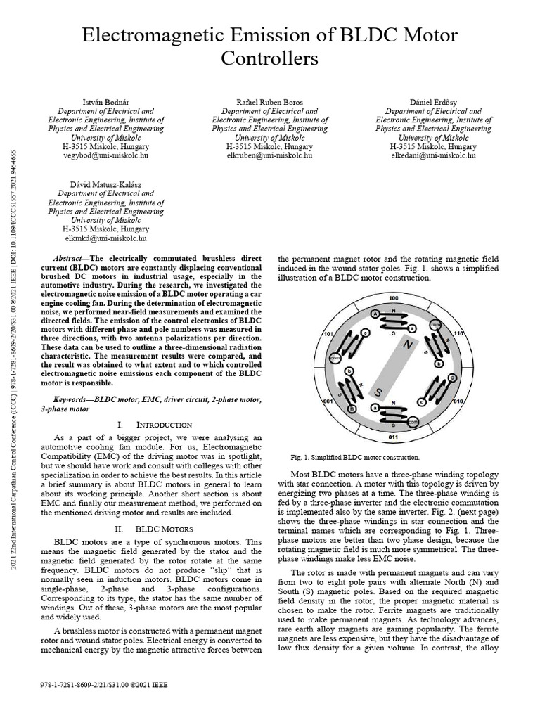 Electromagnetic Emission of BLDC Motor Controllers | PDF | Electric ...